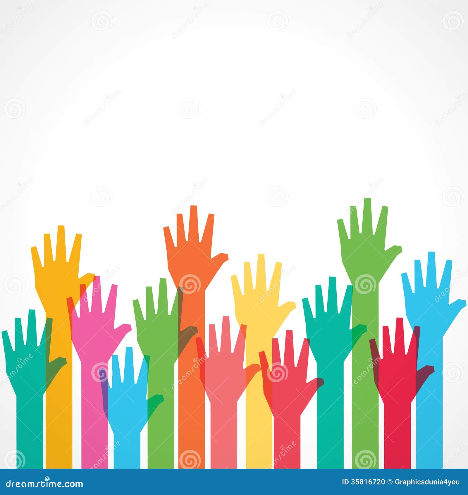 Colorful Up Hand Background Stock Vector - Illustration of hand, happy ...