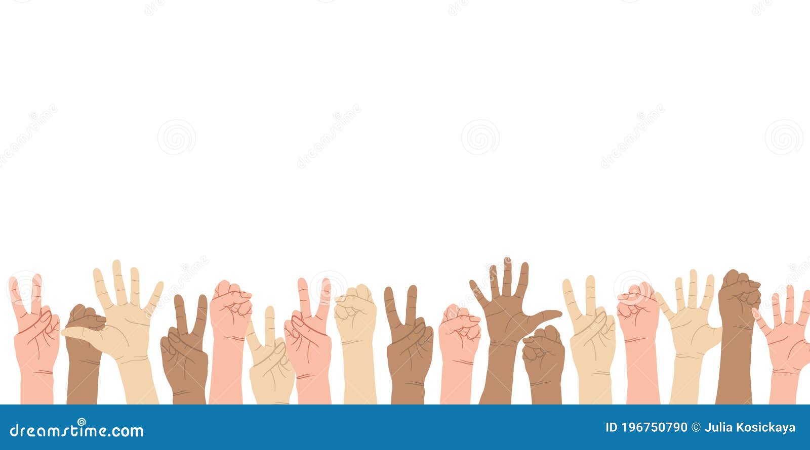 Colorful Up Hands Set with Different Gestures. Different but Equal and ...