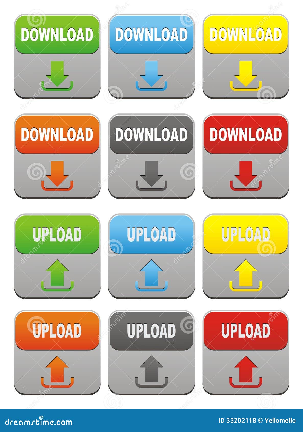 Colorful Upload and Download Buttons Stock Illustration - Illustration ...