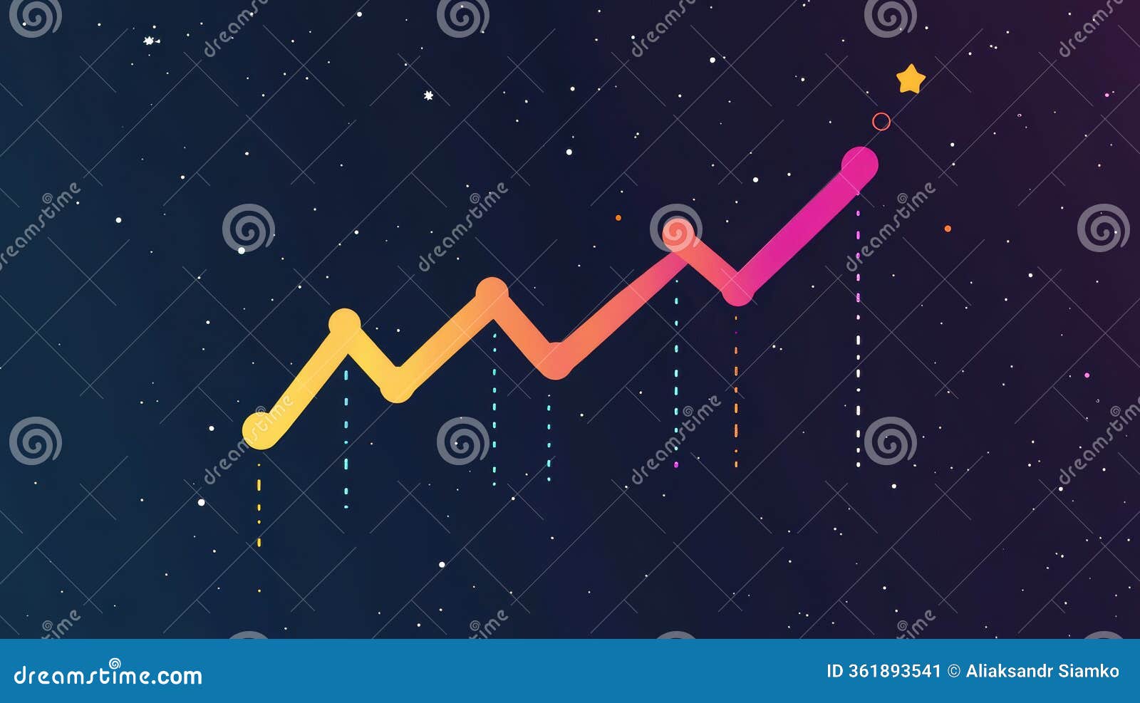 Colorful Upward Trend Line Graph On Rustic Wood Visualizing Growth And ...