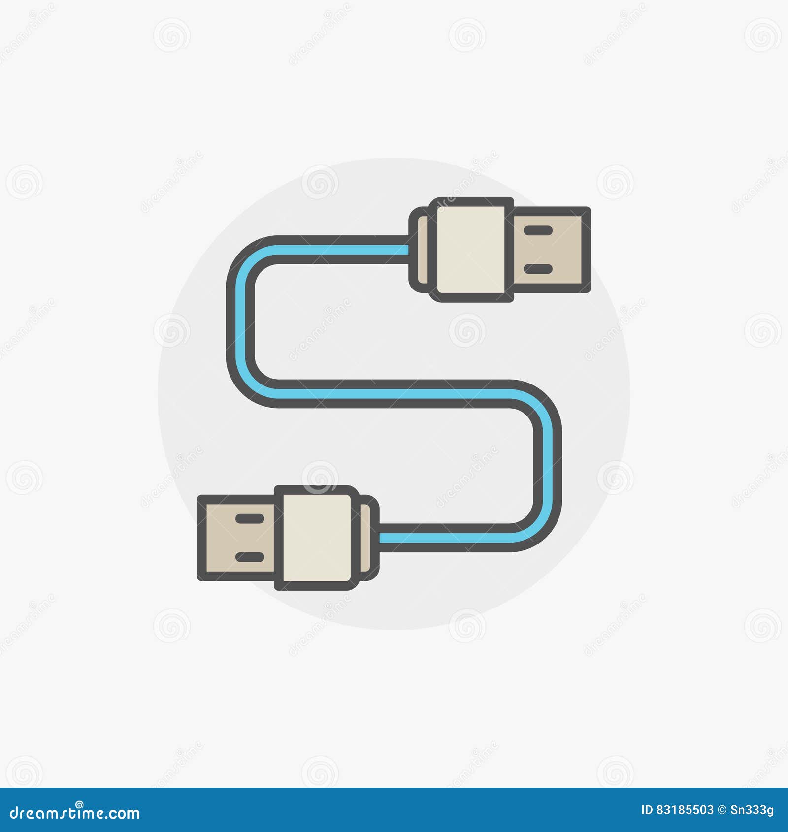 Colorful USB cable icon stock vector. Illustration of technical - 83185503