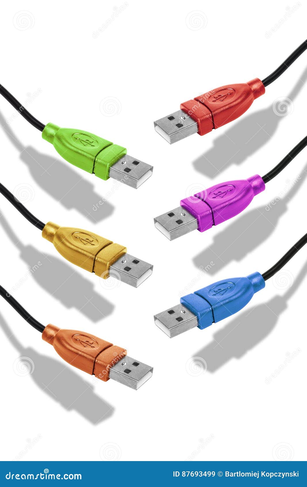 Colorful USB Cables Isolated Stock Image - Image of port, ethernet ...
