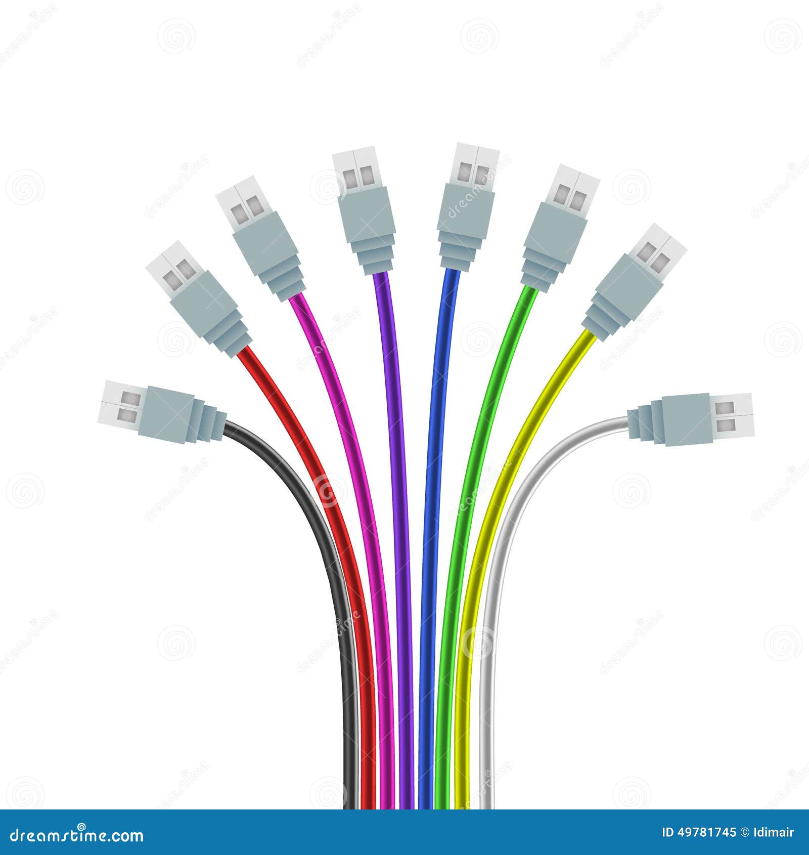 Colorful USB Plugs Isolated on White. Vector Stock Vector ...