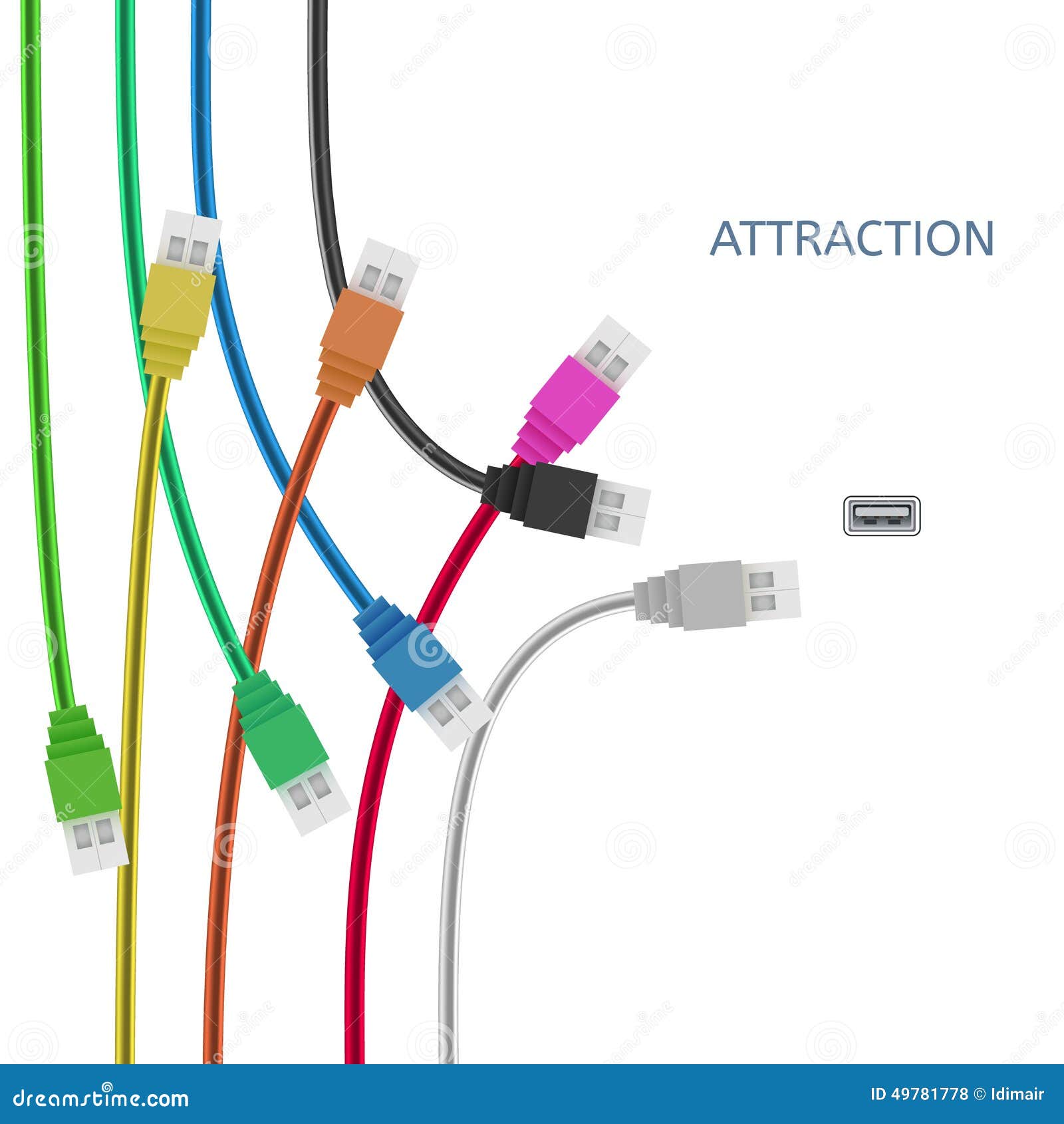Colorful USB Plugs Isolated on White. Vector Stock Vector ...