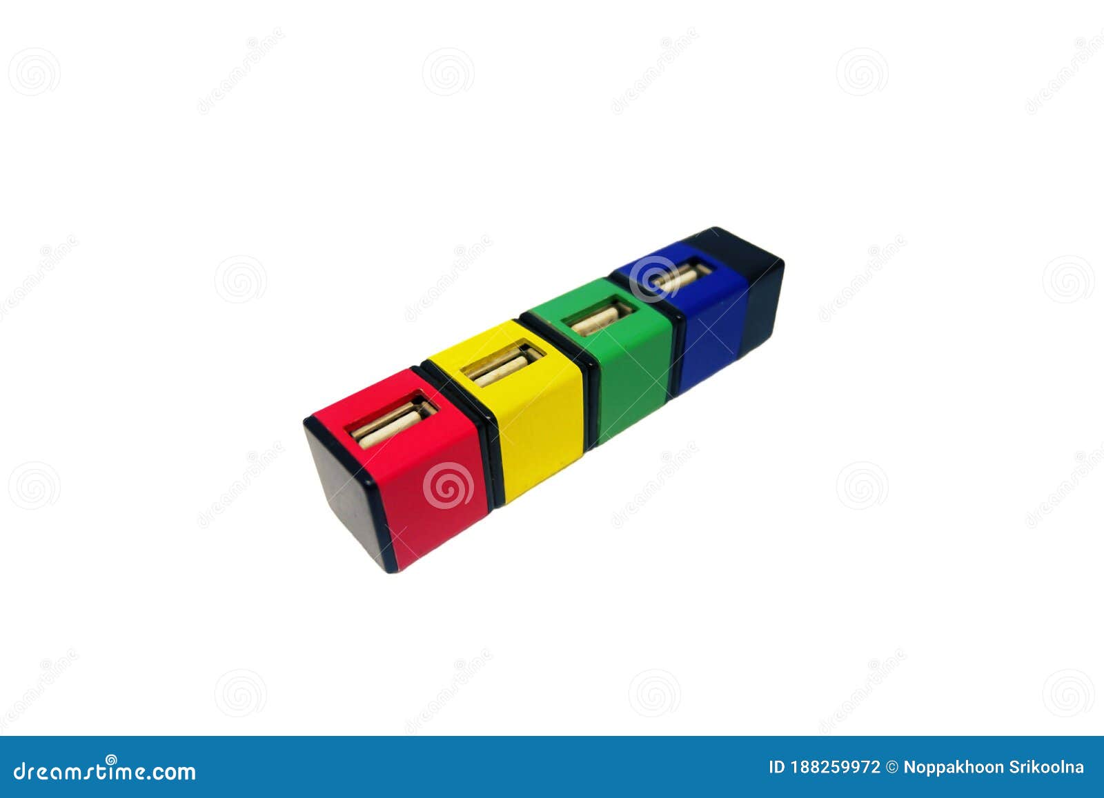 Colorful USB Port Hub Device Isolated on White Background Stock Photo ...