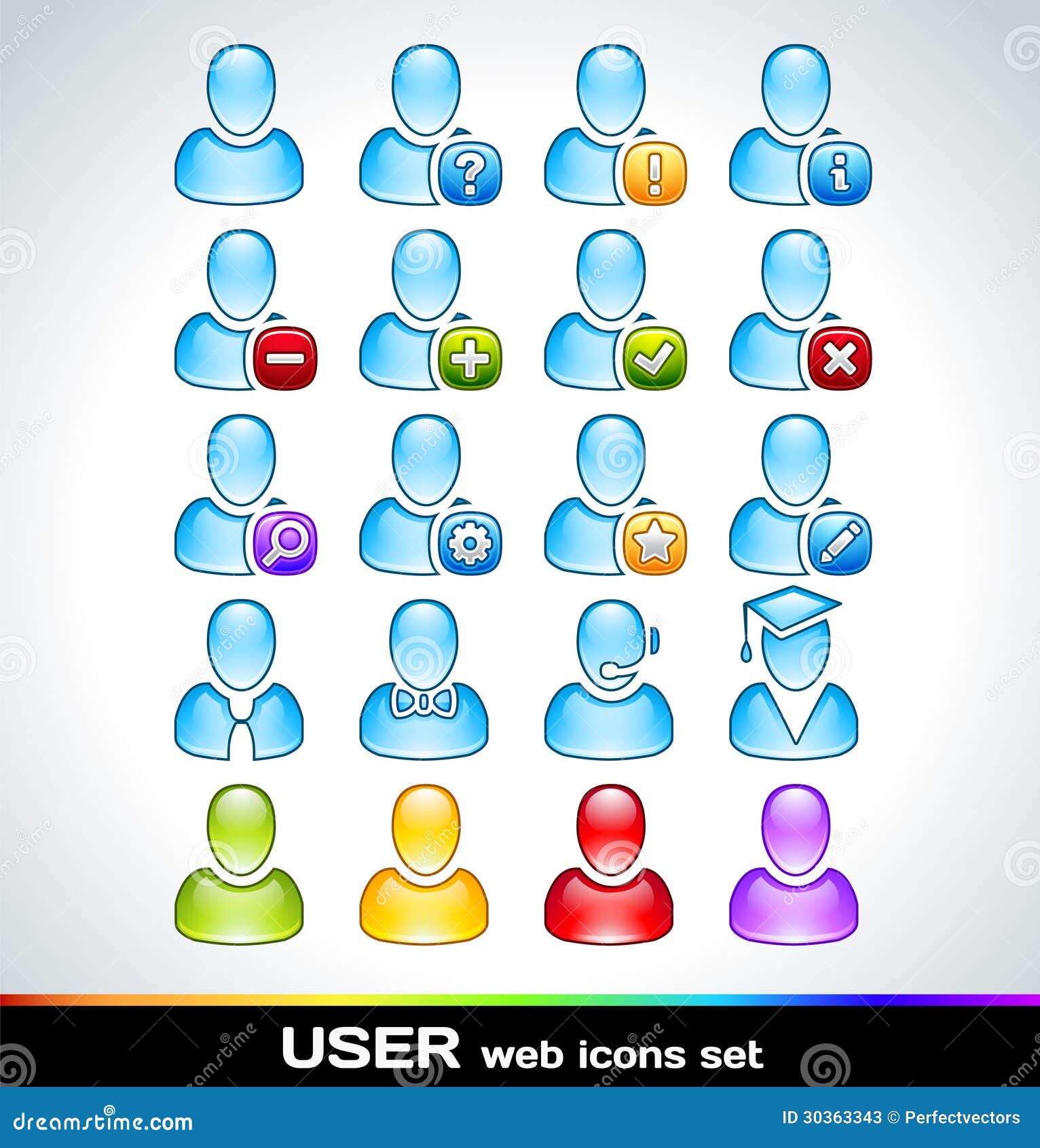 Colorful User Icons Set stock vector. Illustration of communication ...