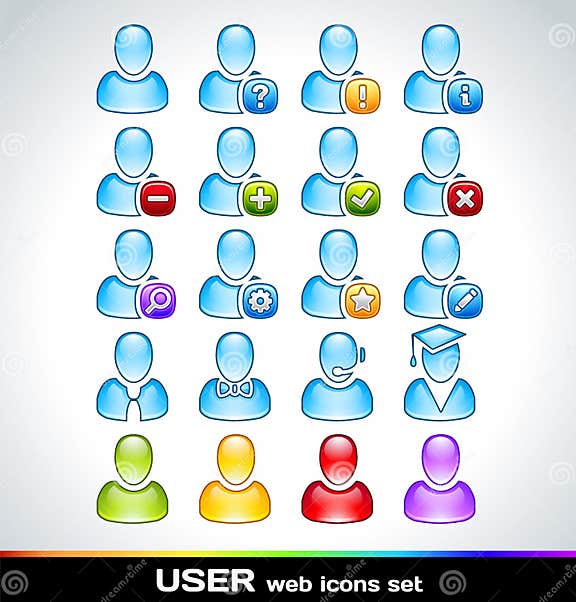 Colorful User Icons Set stock vector. Illustration of communication ...