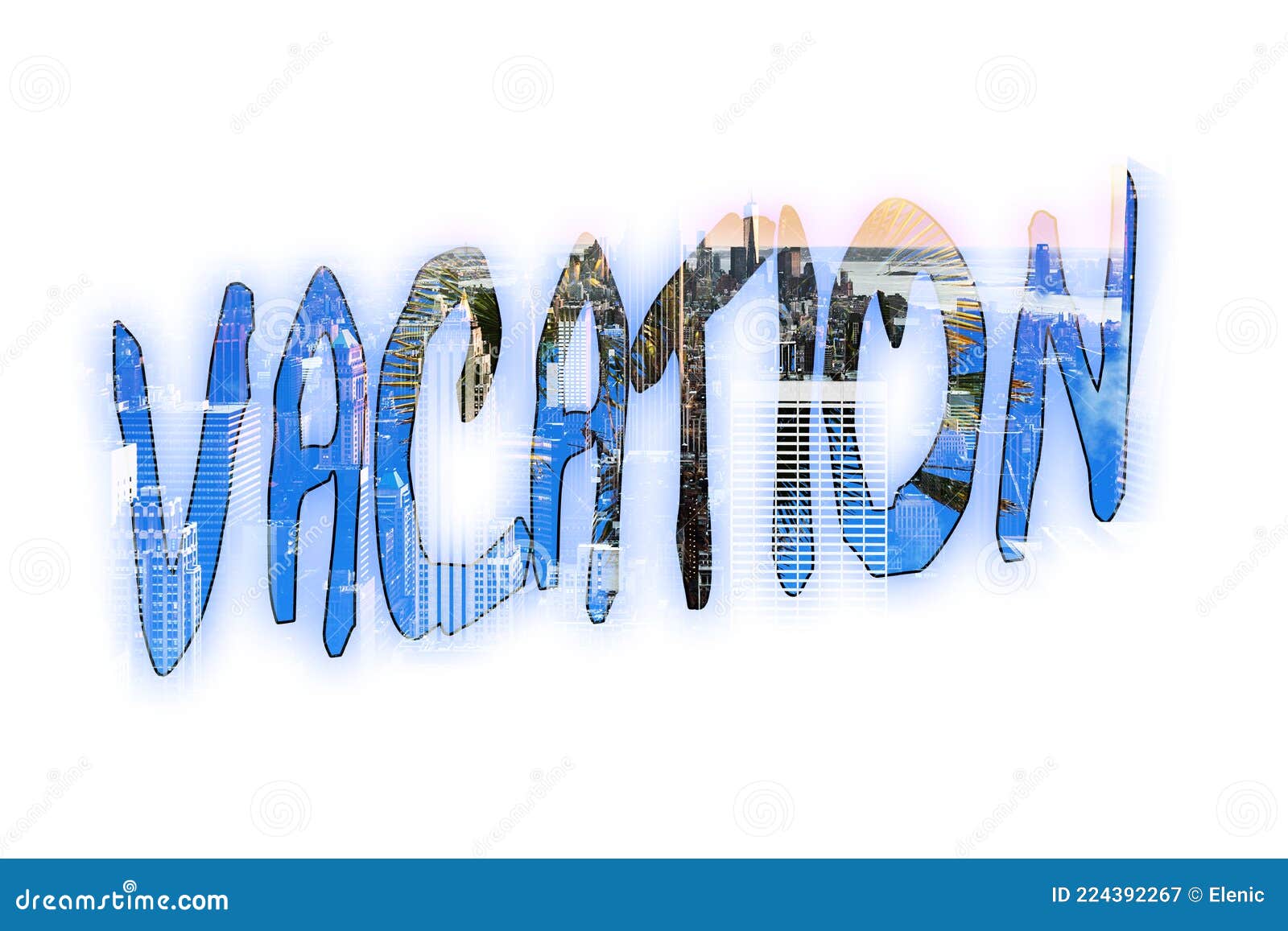 Colorful Vacation Text on White Backrgound. Stock Illustration ...