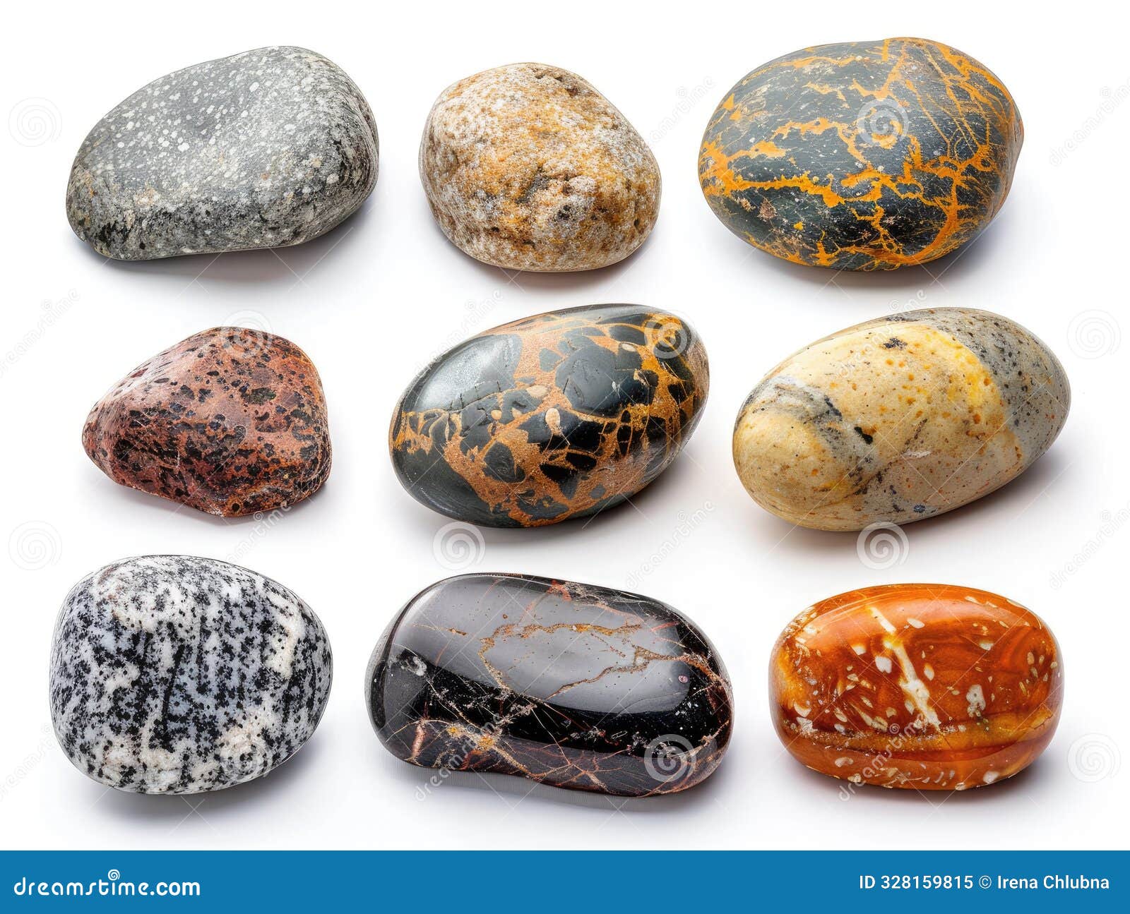 Colorful and Varied Collection of Smooth River Stones Stock ...