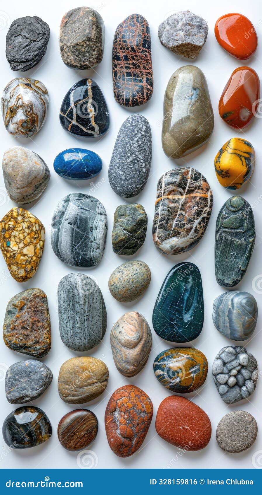 Colorful and Varied Collection of Smooth River Stones Stock ...