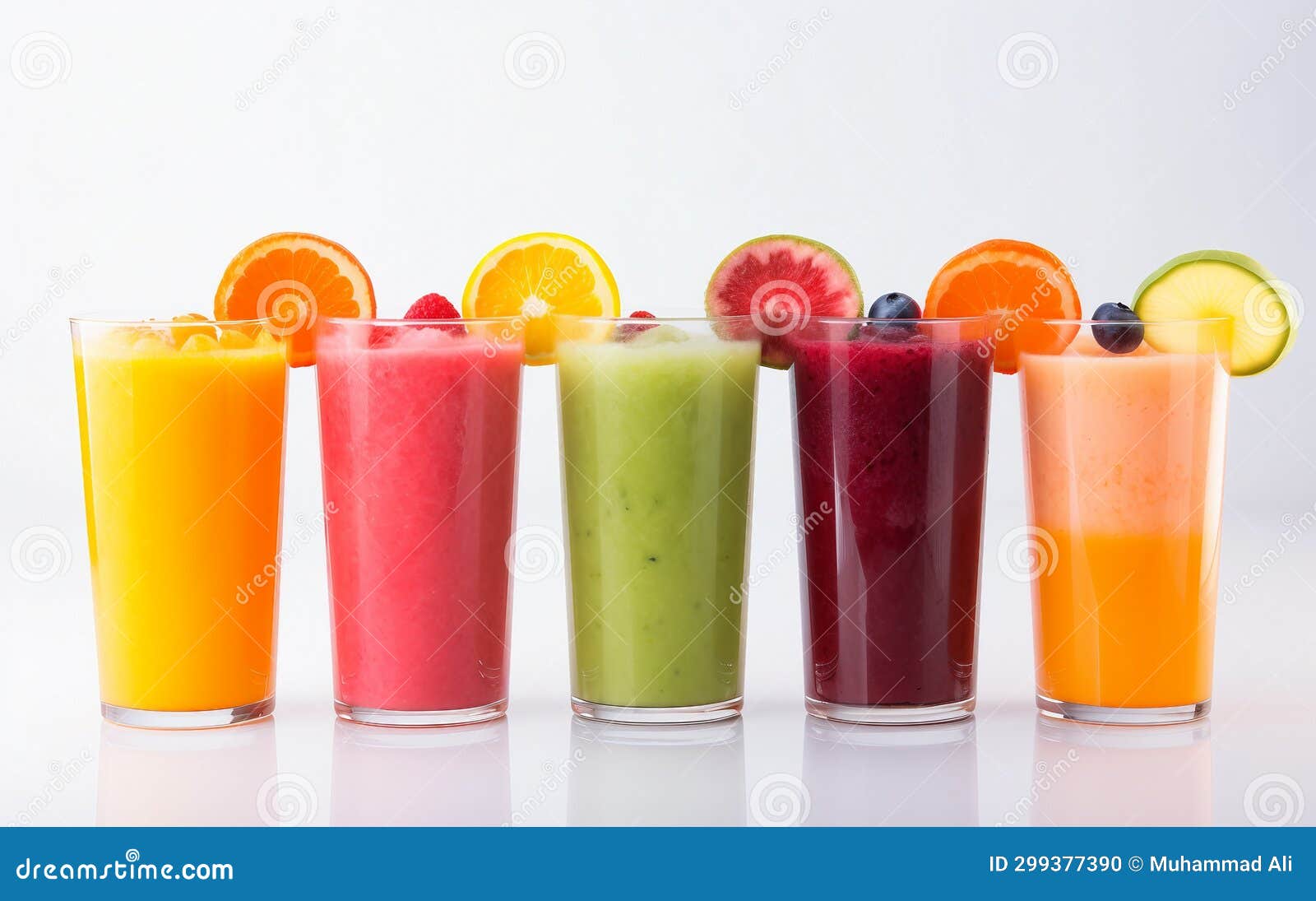 Colorful Variety Juices on White Background Stock Illustration ...