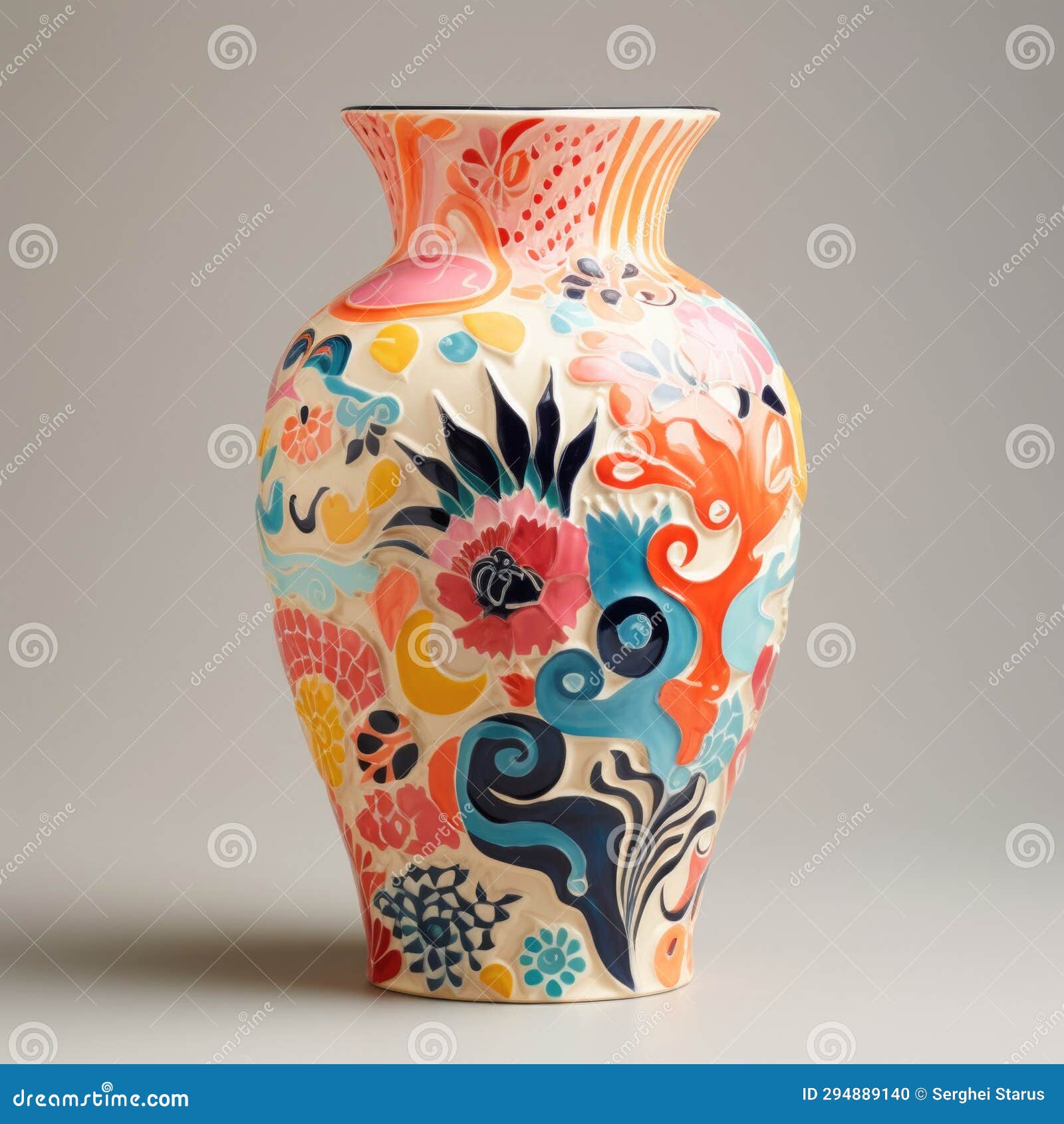 Colorful Vase With Dotted Nanopunk Style - Contemporary Middle Eastern ...
