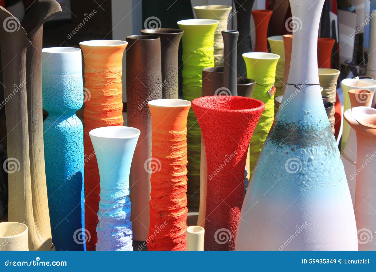 Colorful vases for flowers stock image. Image of handiwork - 59935849