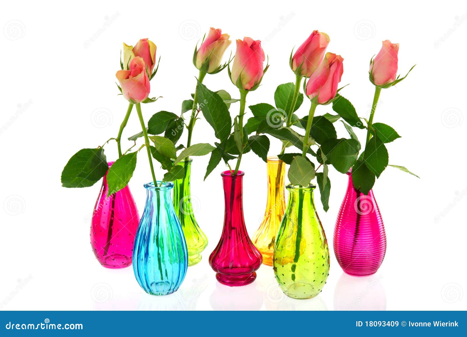 Colorful Vases with Pink Roses Stock Image - Image of colorful, festive ...