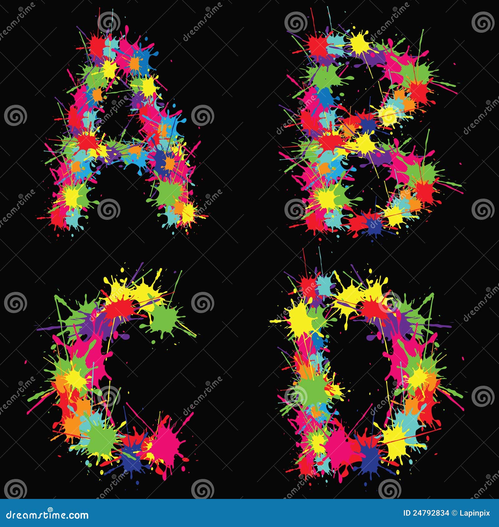Colorful Vector Alphabet with Blots ABCD Stock Vector - Illustration of ...