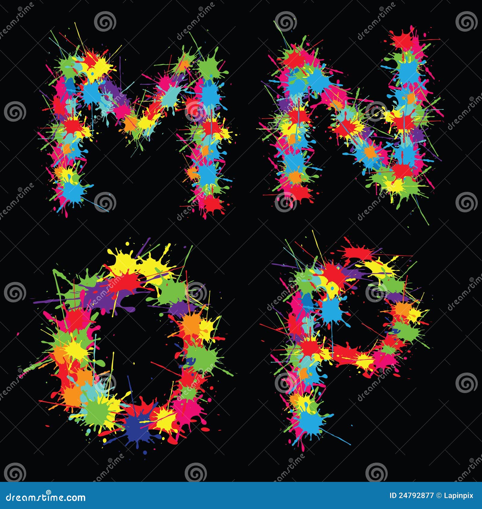 Colorful Vector Alphabet with Blots MNOP Stock Vector - Illustration of ...