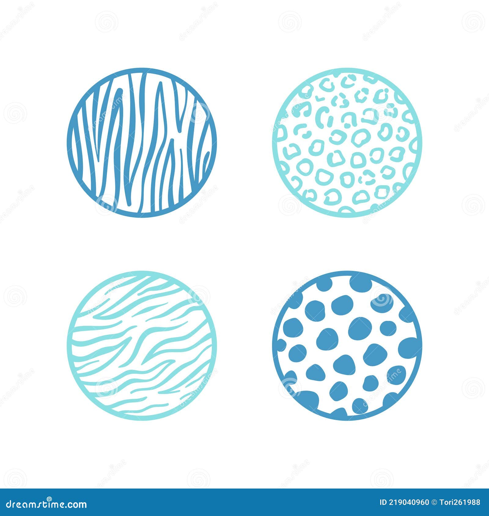 Colorful Vector Animals Pattern Illustrations in Circle Shapes Stock ...