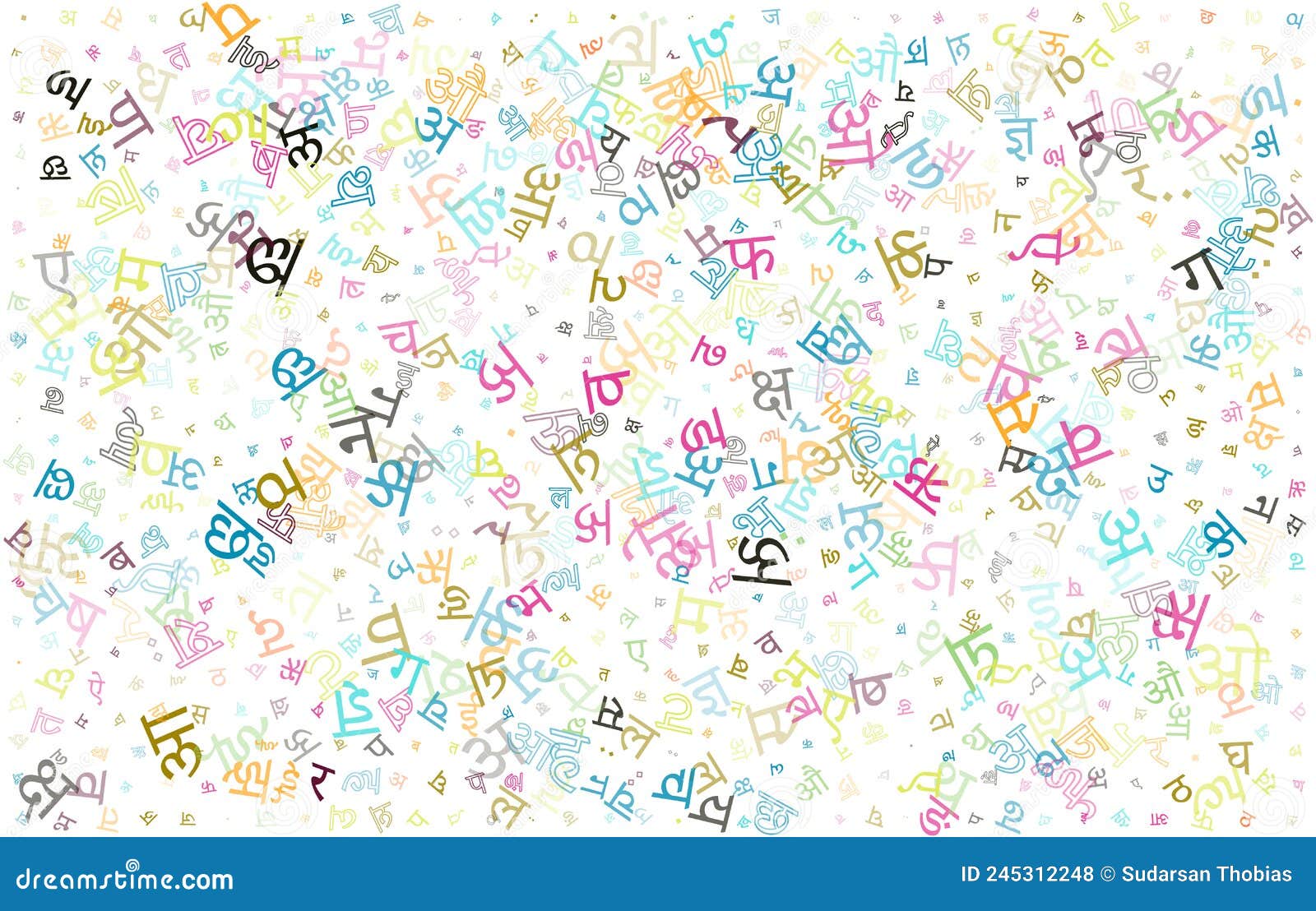 Colorful Vector Background Made from Hindi Alphabets, Scripts, Letters ...