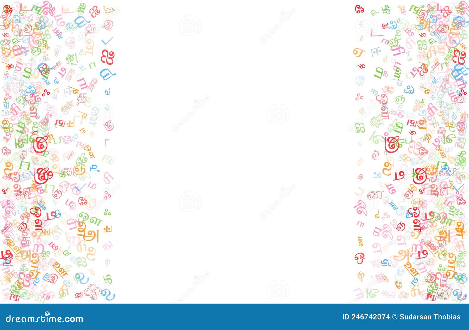 Colorful Vector Background Made From Tamil Alphabets, Scripts, Letters ...