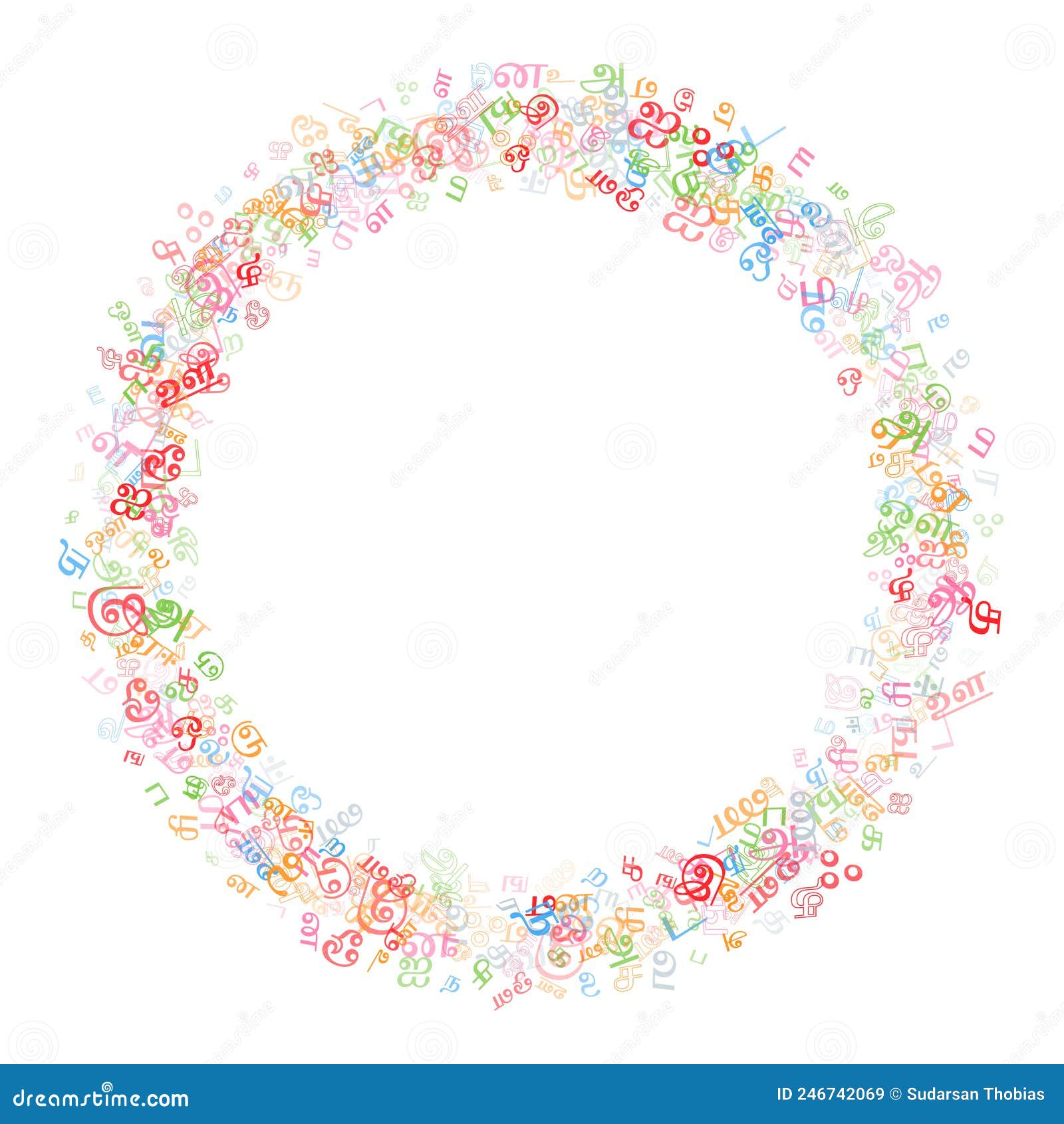 Colorful Vector Background Made From Tamil Alphabets, Scripts, Letters ...