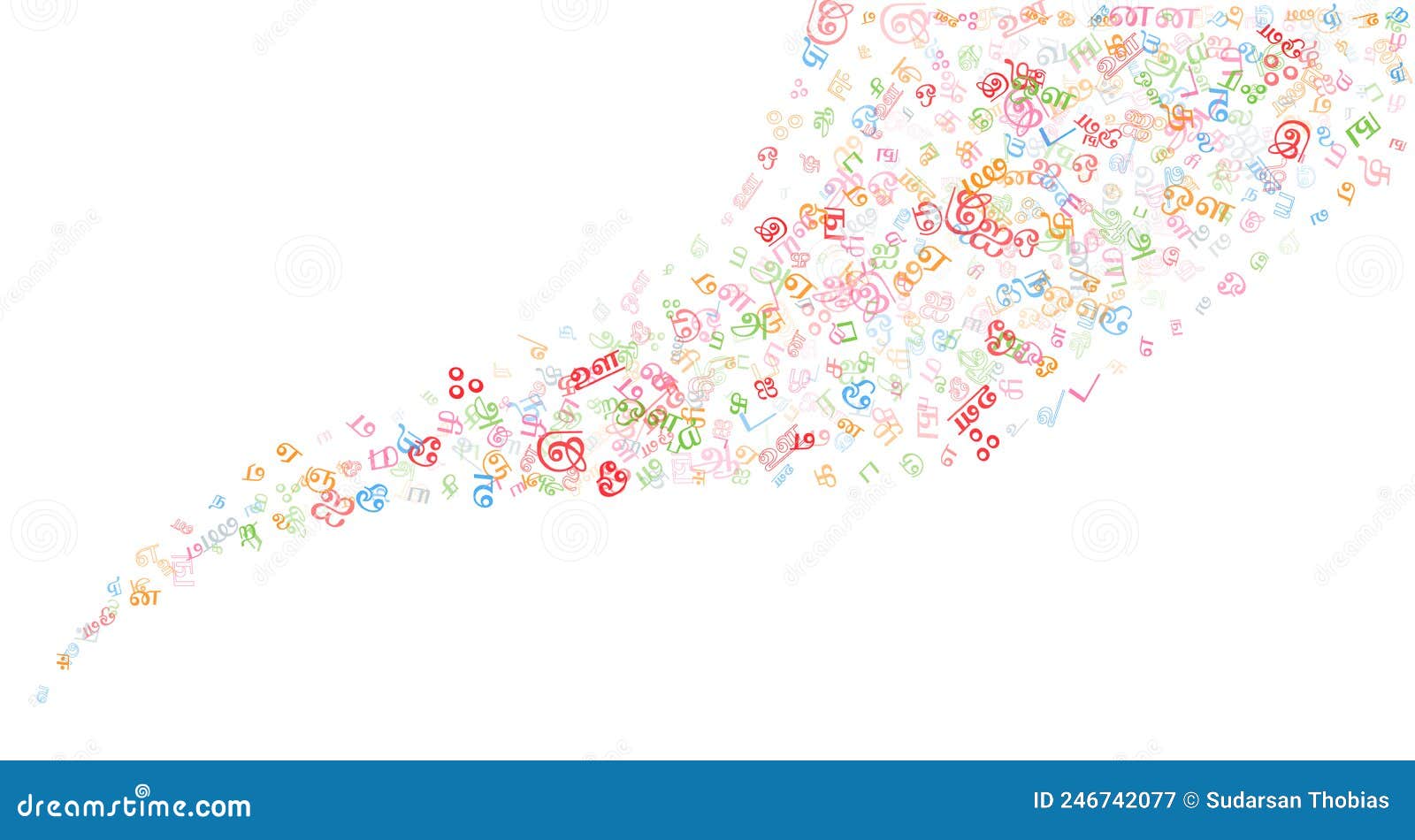 Colorful Vector Background Made From Tamil Alphabets, Scripts, Letters ...