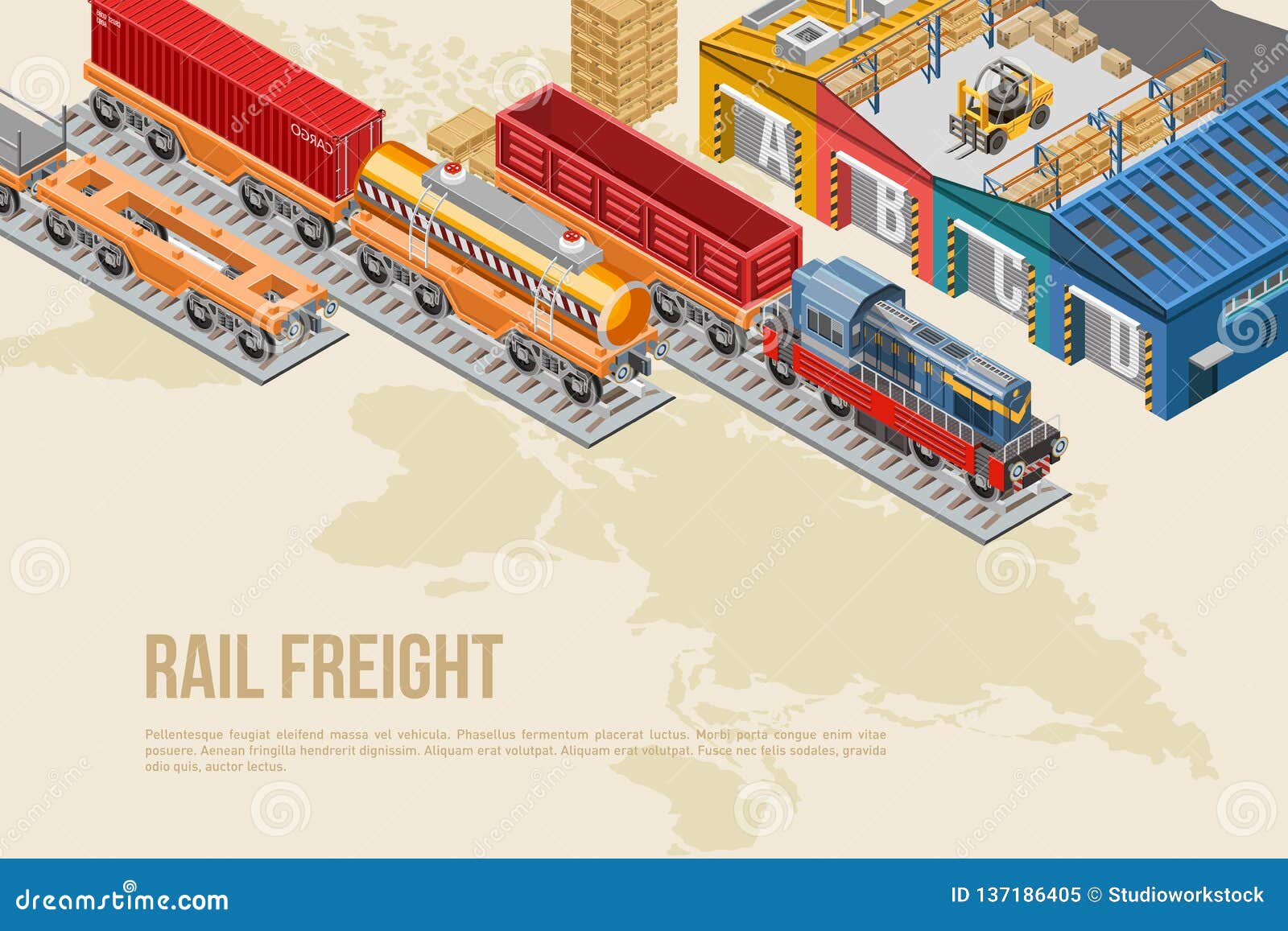 Colorful Vector Banner for Rail Freight Stock Vector - Illustration of ...