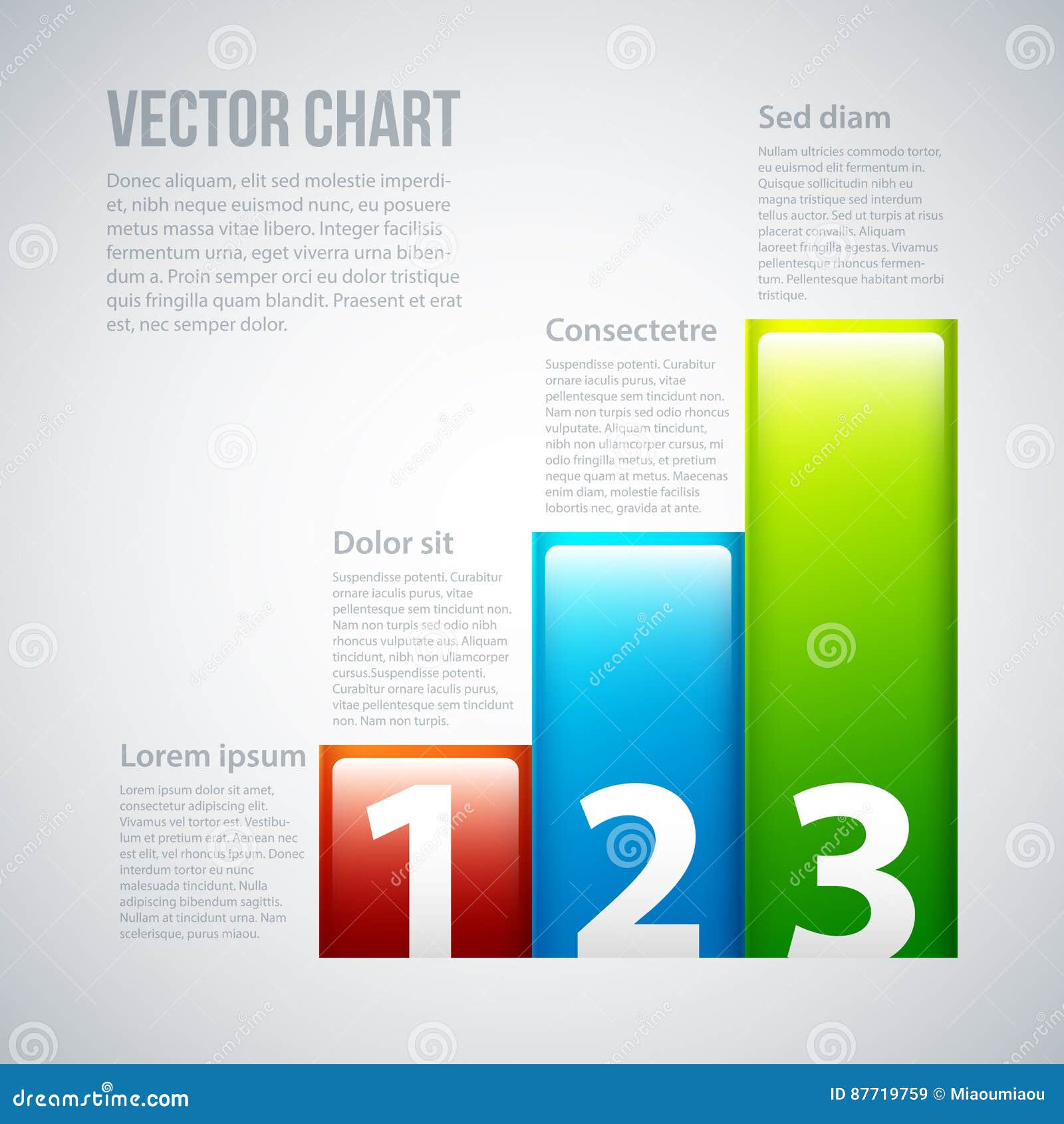 Colorful Vector Chart with Text and Numbers Stock Vector - Illustration ...