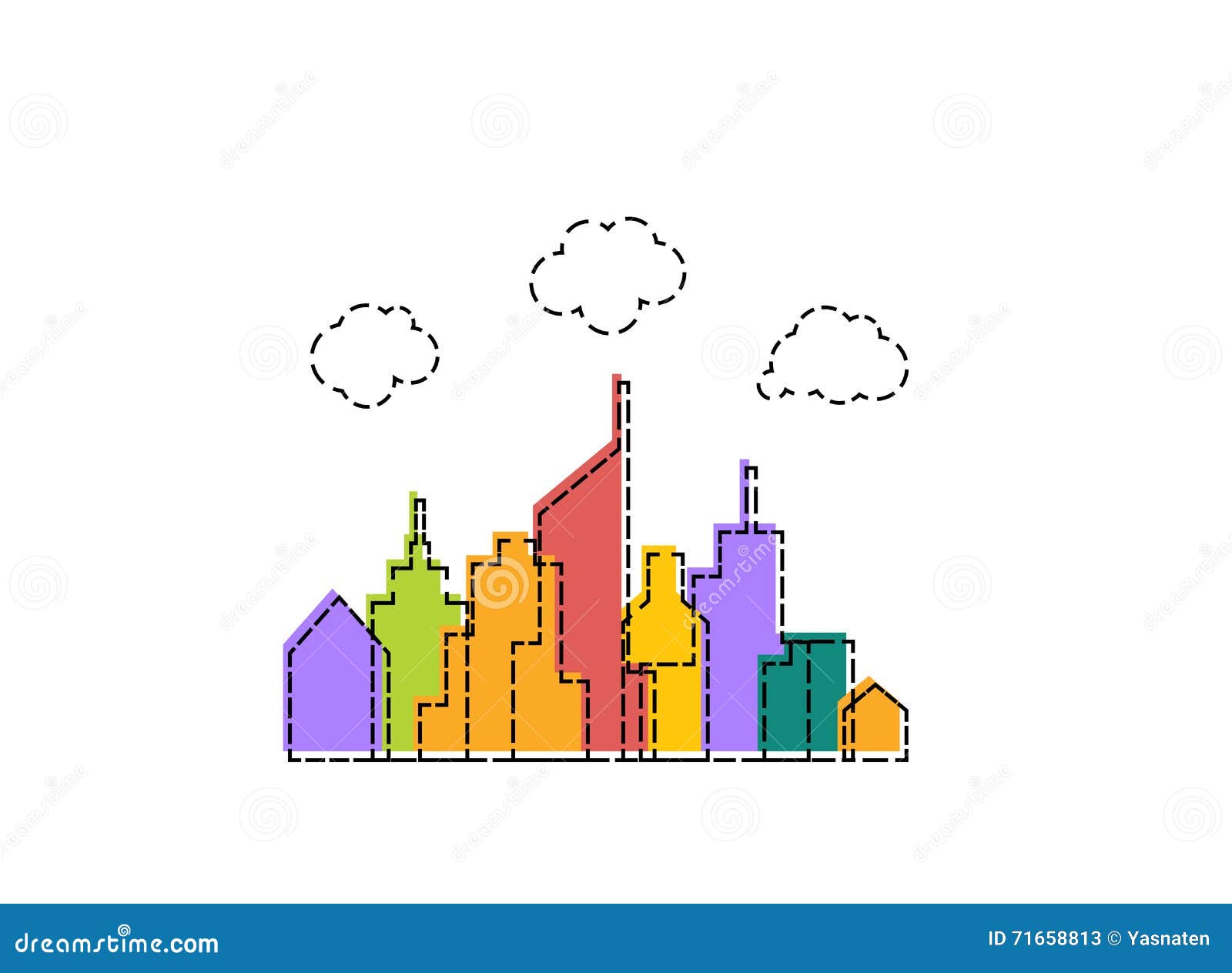 Colorful Vector Cityscape Design Stock Vector - Illustration of home ...