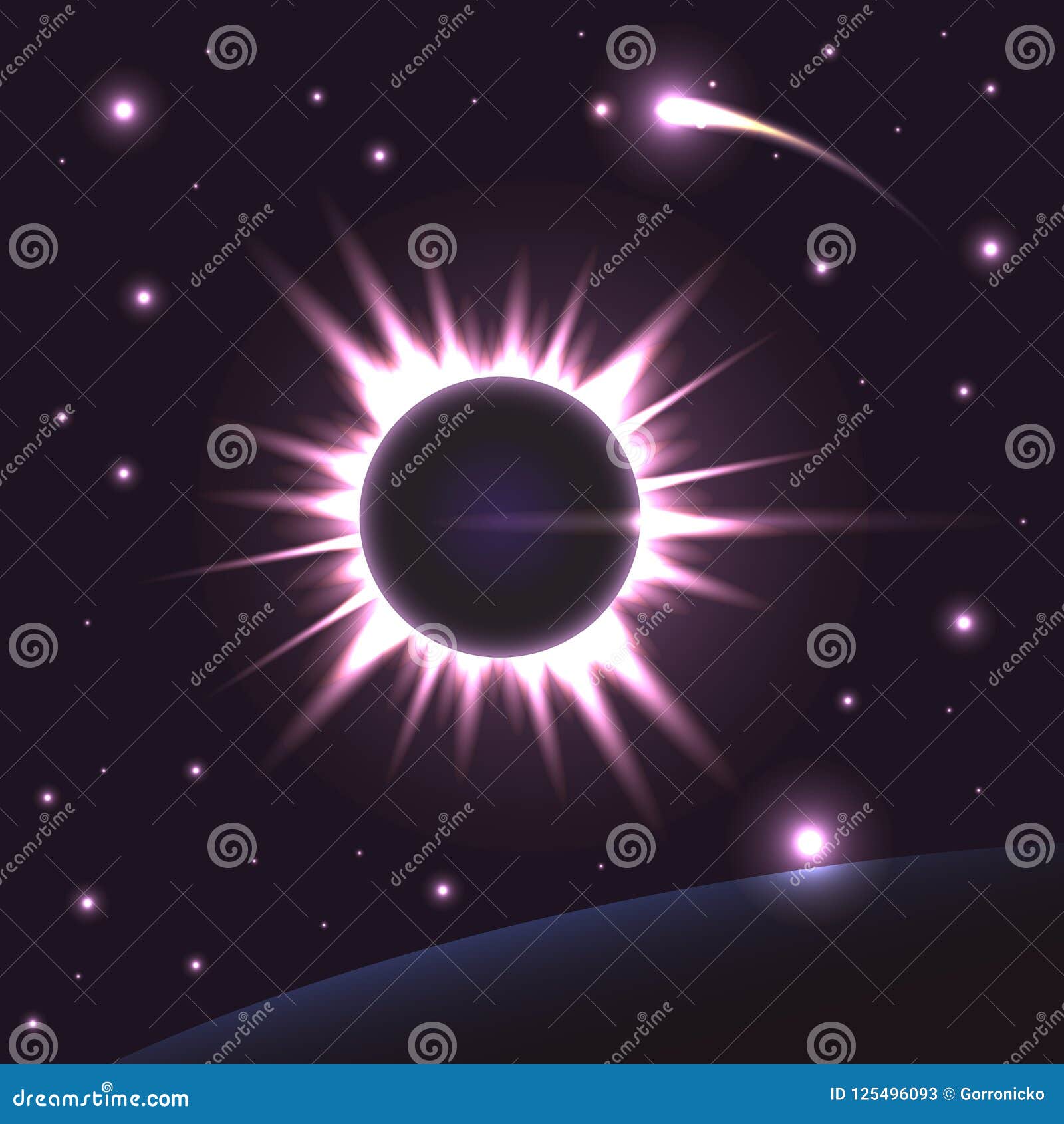 Colorful Vector Cosmic Illustration of a Moon Eclipse Stock ...