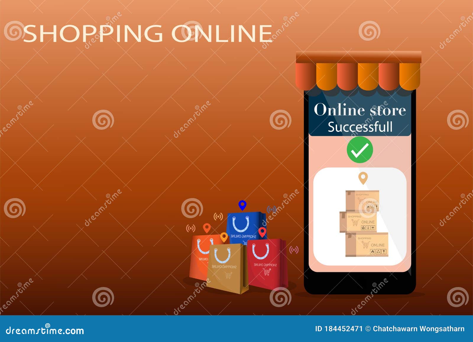 The Colorful of Vector Creative Shopping Online Concept Idea Stock ...
