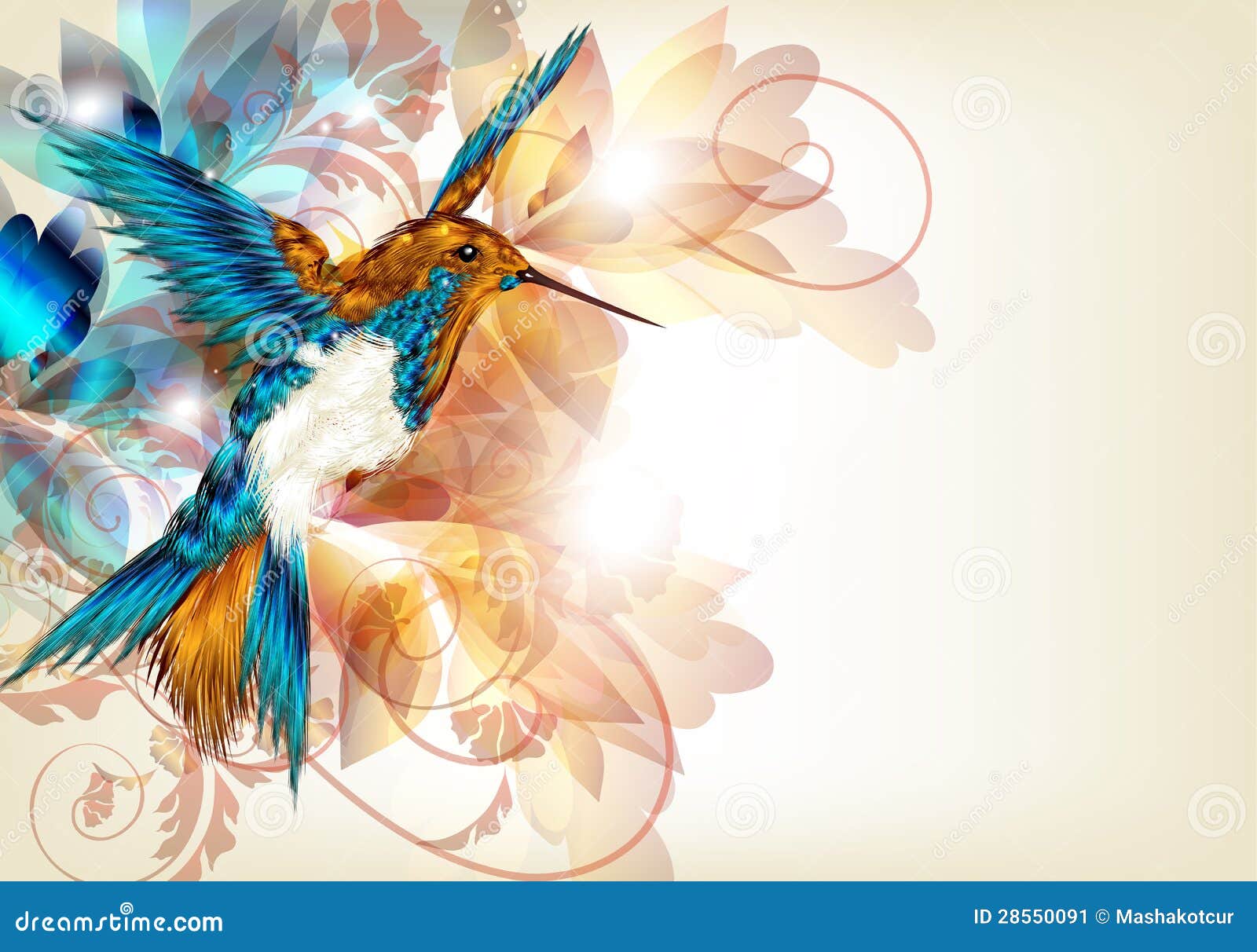 Hummingbird Realistic Illustration | CartoonDealer.com #116088838