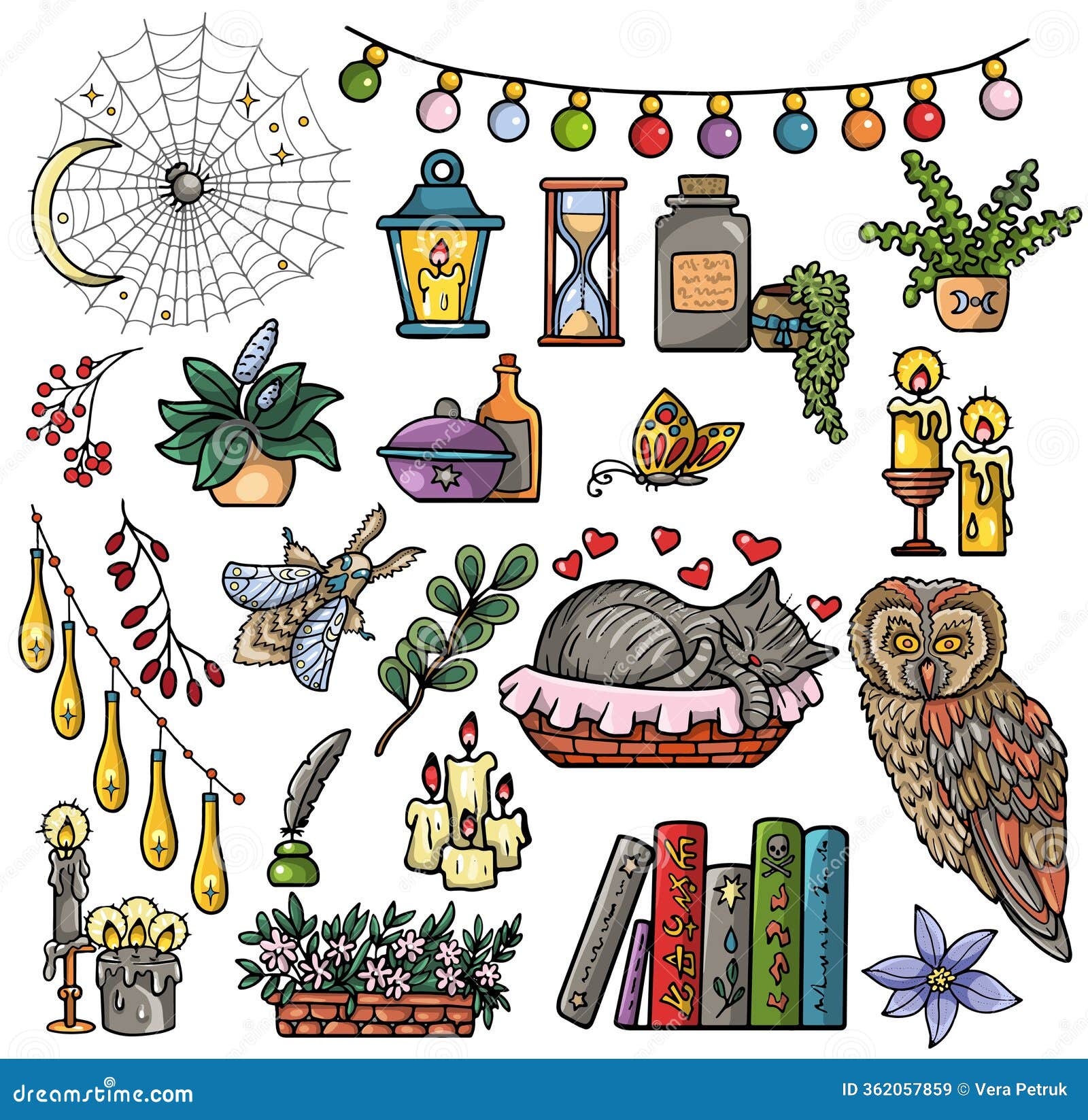 Mystical Boho Magic Rainbow Doodle Isolated Clipart, Black And White ...