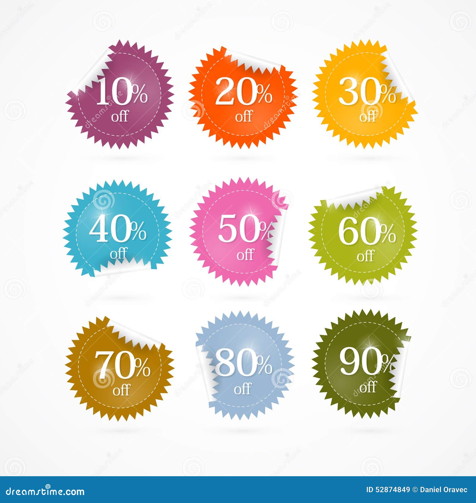 Colorful Vector Discount Stickers, Labels Stock Vector - Illustration ...