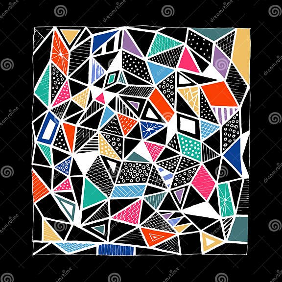 Colorful Vector Doodle Pattern with Triangles. Doodle Abstract Geometric Art Print. Stock Vector ...
