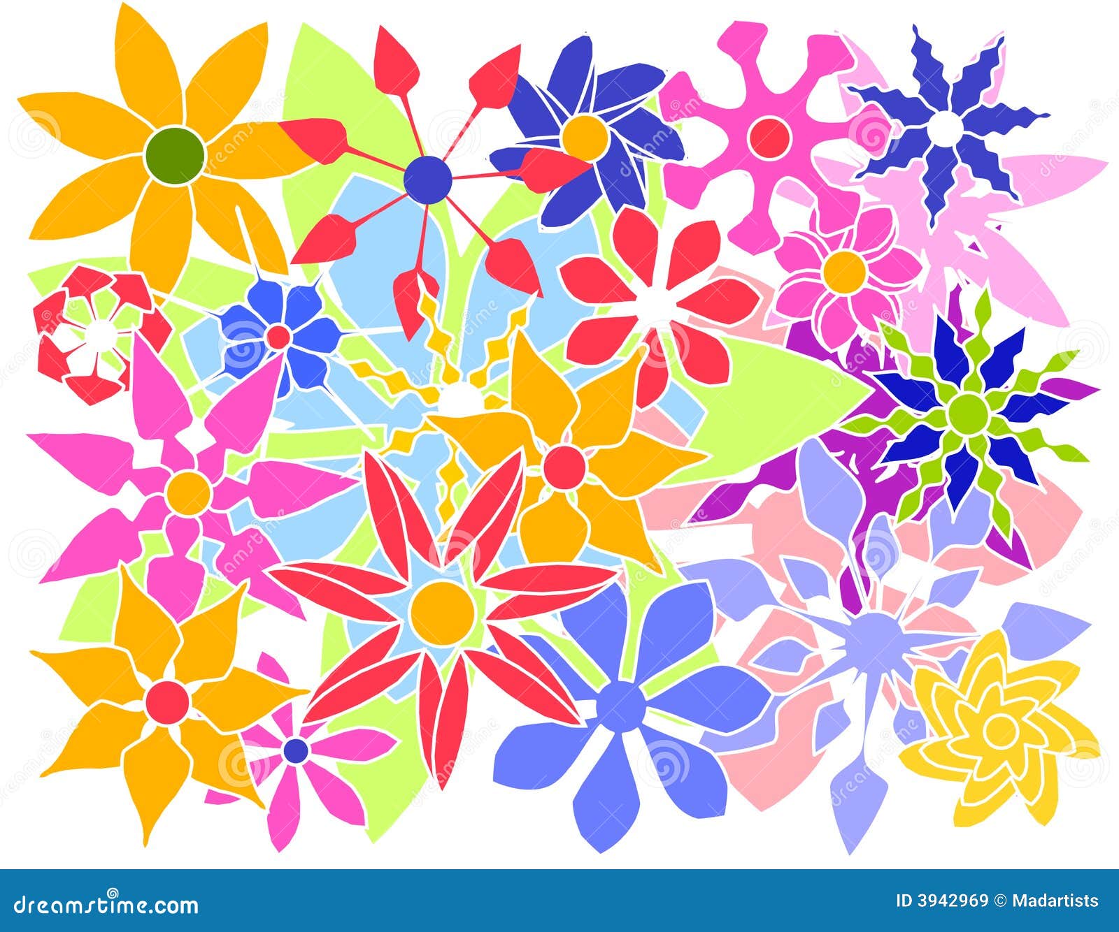 Colorful Vector Flowers Group Stock Vector - Illustration of vectorized ...