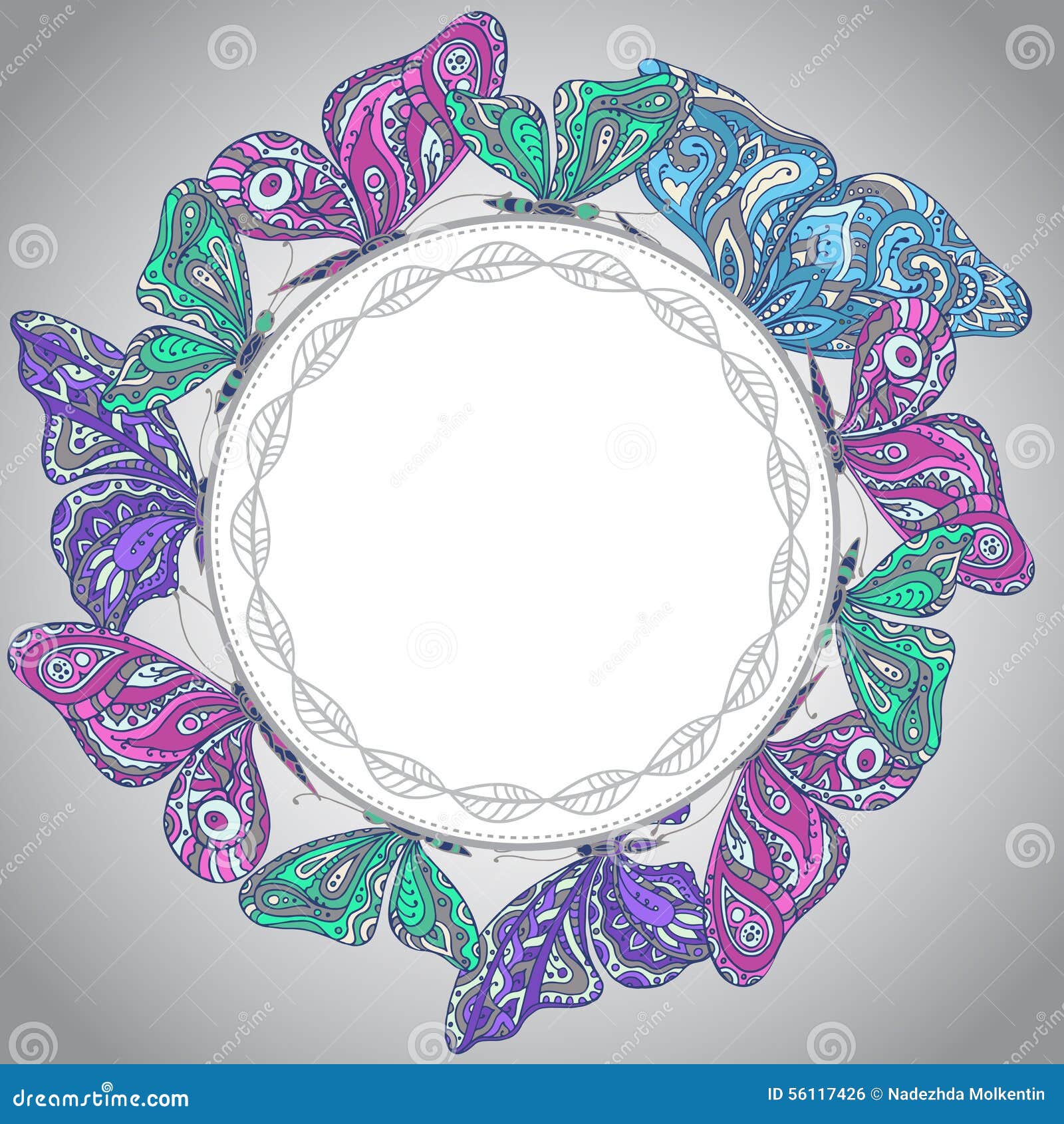 Colorful Vector Frame with Butterflies. Stock Vector - Illustration of ...