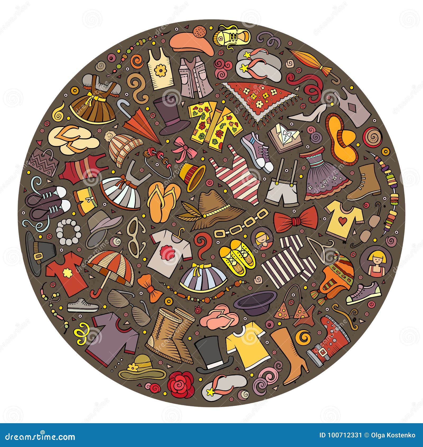 Colorful Vector Hand Drawn Set of Clothes Cartoon Doodle Objects Stock ...