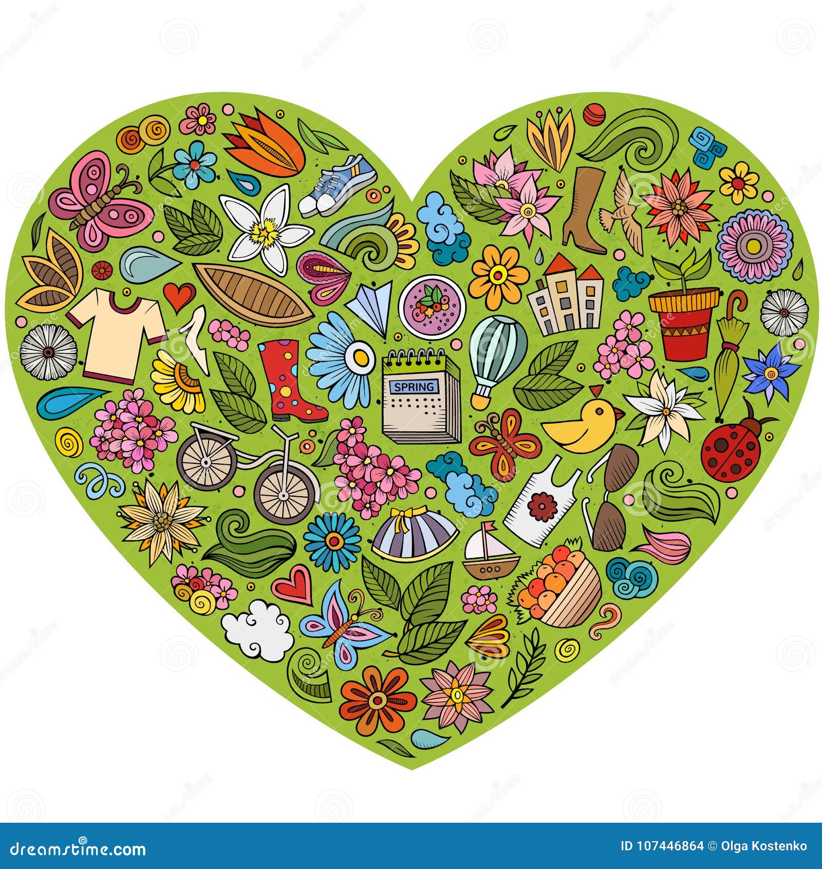 Vector Set of Spring Cartoon Doodle Objects Stock Vector - Illustration ...