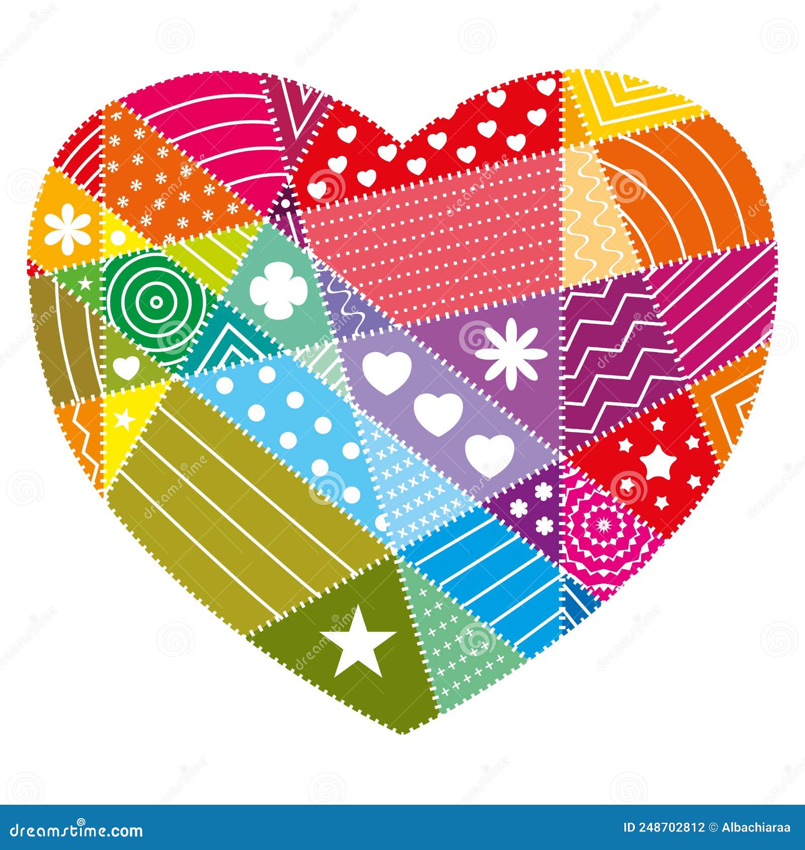 Colorful Vector Heart Patchwork II. Modern Love Concept Stock Vector ...