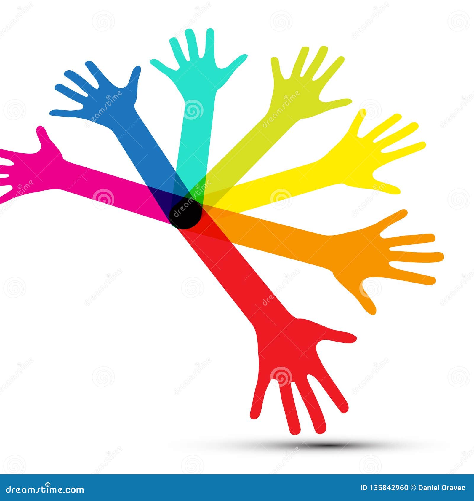 Colorful Vector Human Palm Hands Isolated Stock Vector - Illustration ...