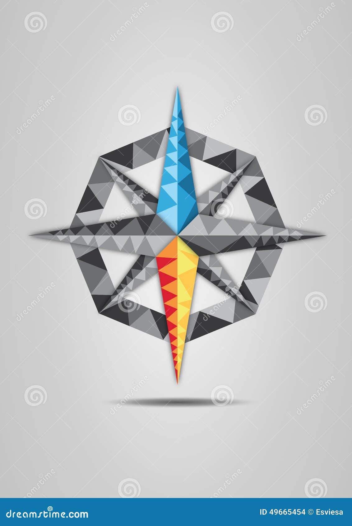 Colorful Vector Illustration of Compass on Grey Background Stock ...