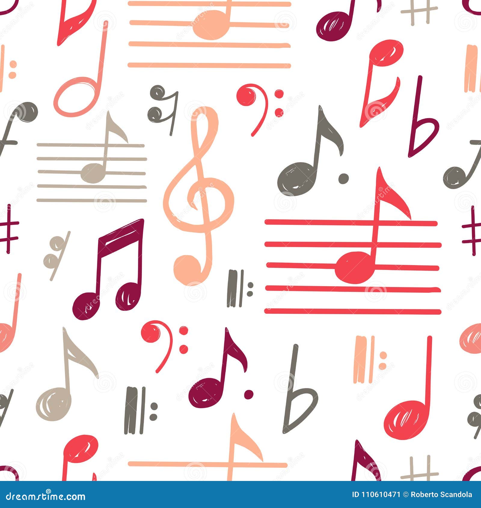 Music Notes Vector Seamless Pattern Stock Vector - Illustration of note ...