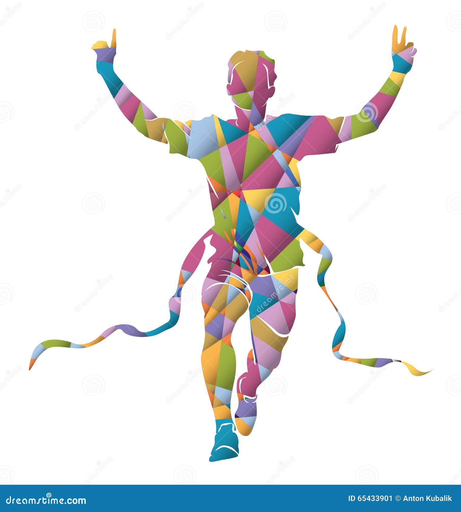 Colorful Vector Illustration Running Winner Stock Vector - Illustration ...