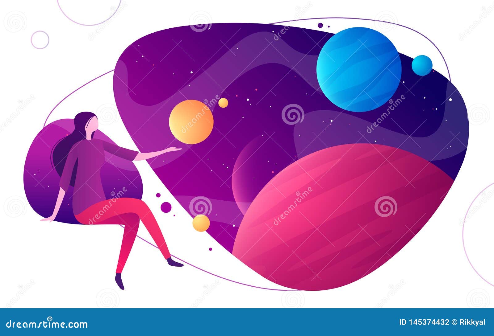 Colorful Vector Illustration on the Topic of Space, Imagination ...