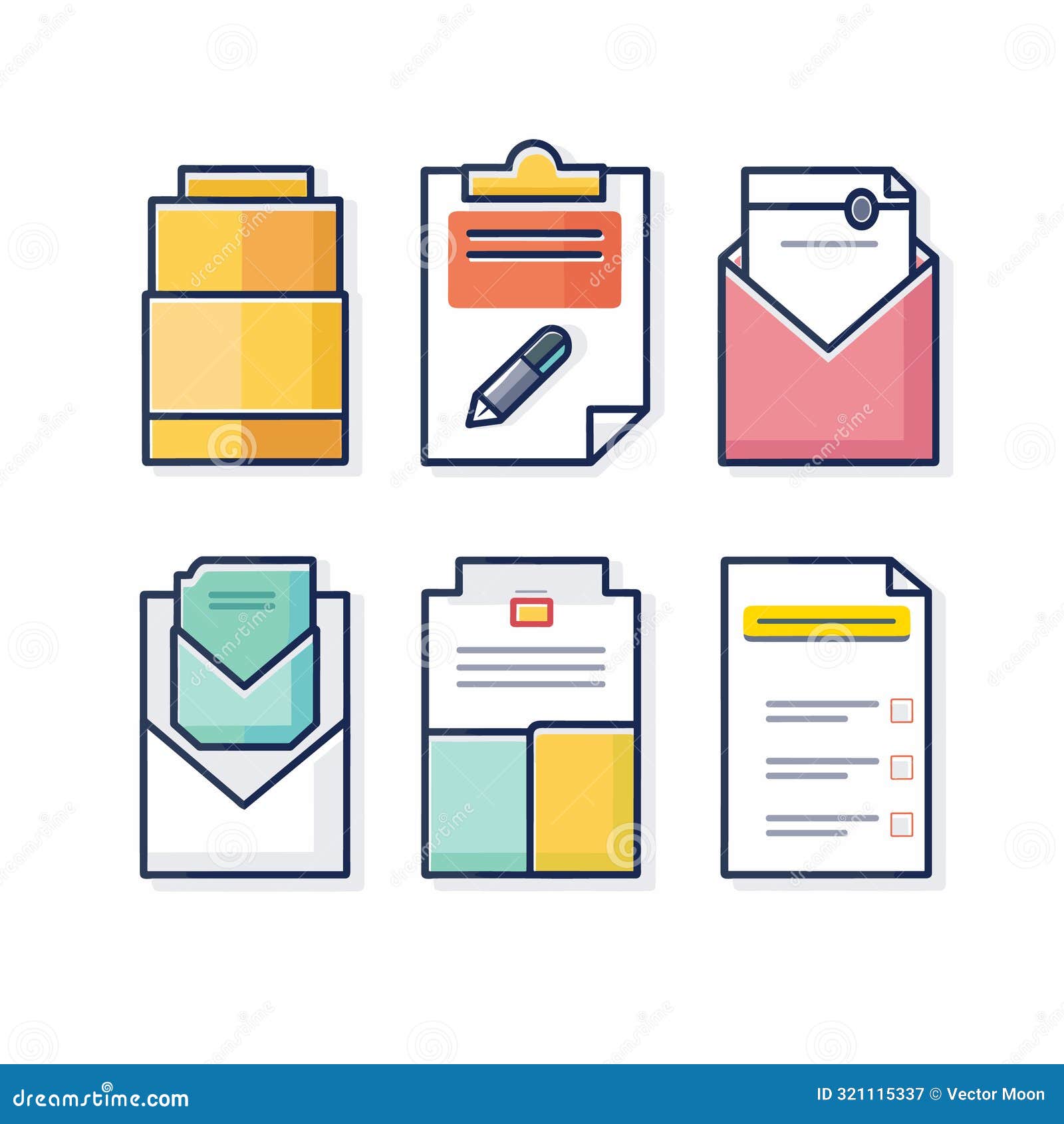 Colorful Vector Illustrations Various Document Storage Icons. Flat ...