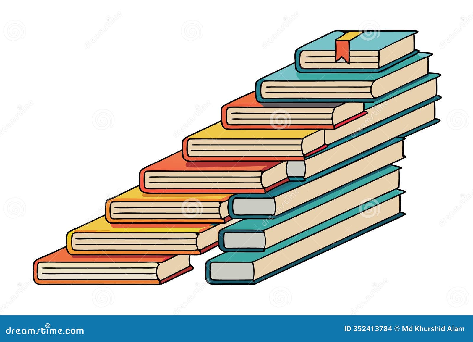 Colorful Vector Image of Books Arranged in Steps, Illustrating ...
