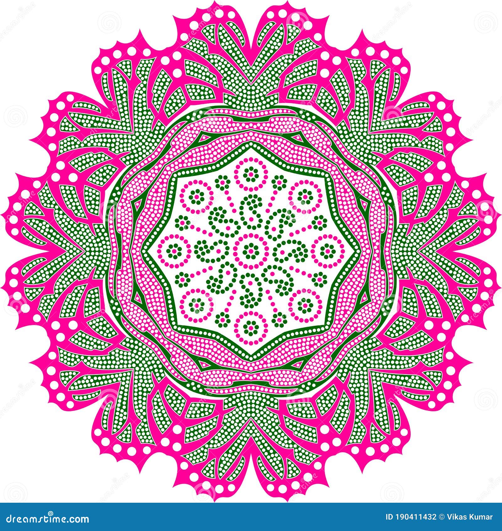 Colorful Vector Indian Chunri Mosaic Round Design Stock Vector ...