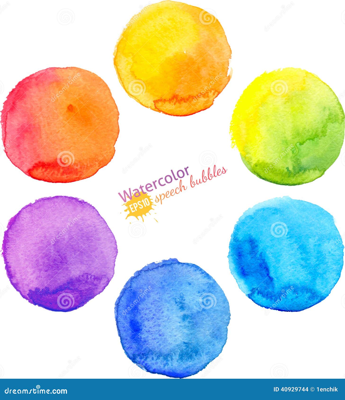 Colorful Vector Isolated Watercolor Paint Circles Stock Vector ...