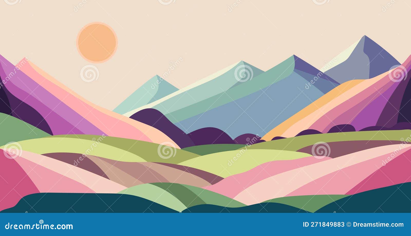 Colorful vector landscape stock vector. Illustration of scenery - 271849883