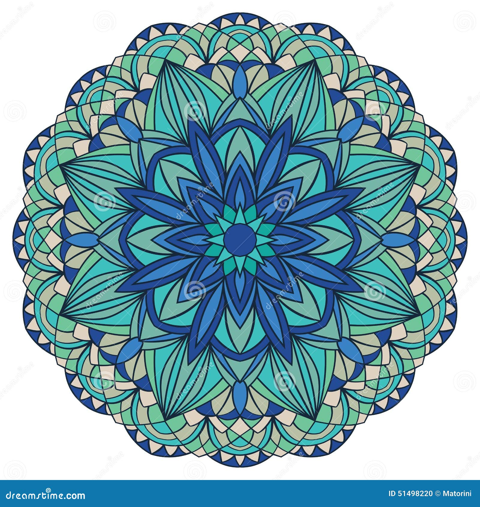 Colorful, Vector Mandala in Blue Tones. Stock Vector - Illustration of ...
